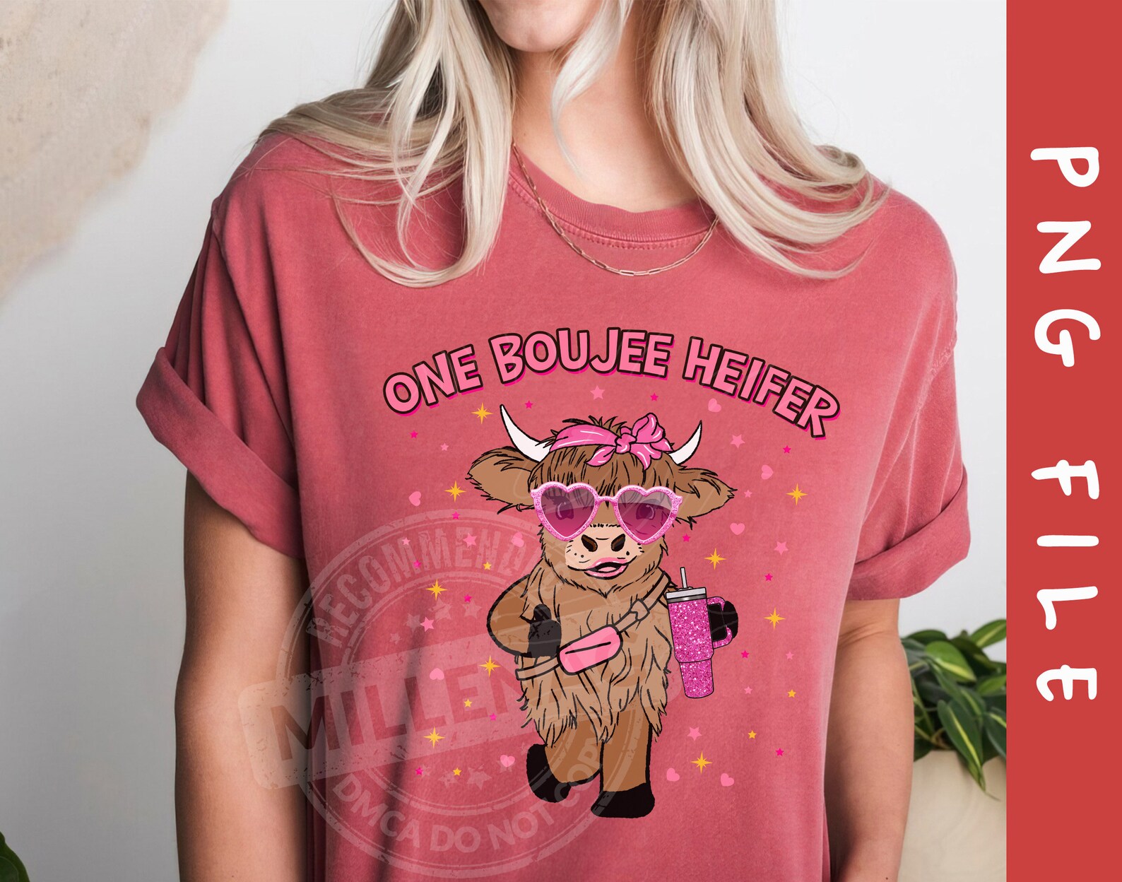 One Boujee Heifer Png, Cow With Belt Bag & Tumbler Png, Funny Valentine ...