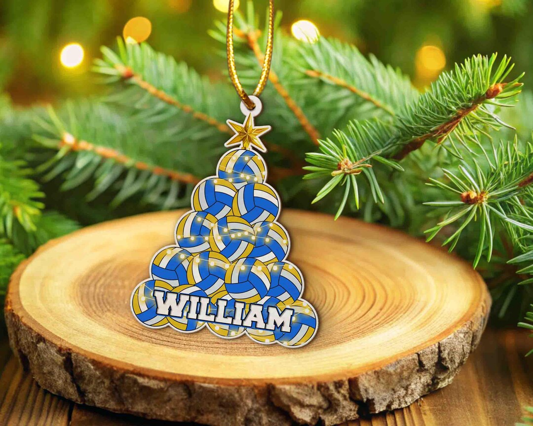 Custom Name Volleyball Christmas Tree Ornament, Personalized Christmas ...
