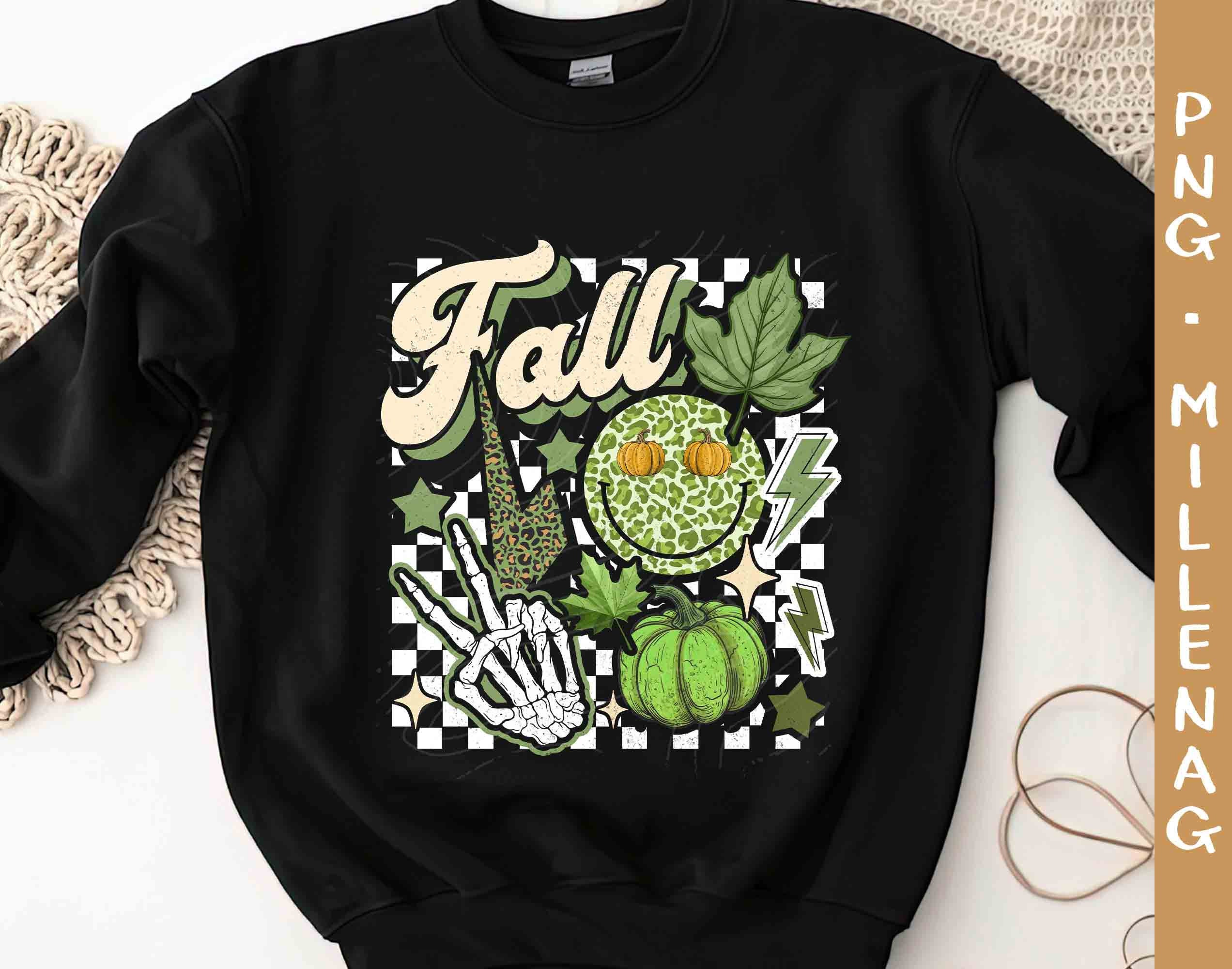 Checkered Fall Vibes PNG Retro Fall PNG Autumn PNG Spooky - Etsy