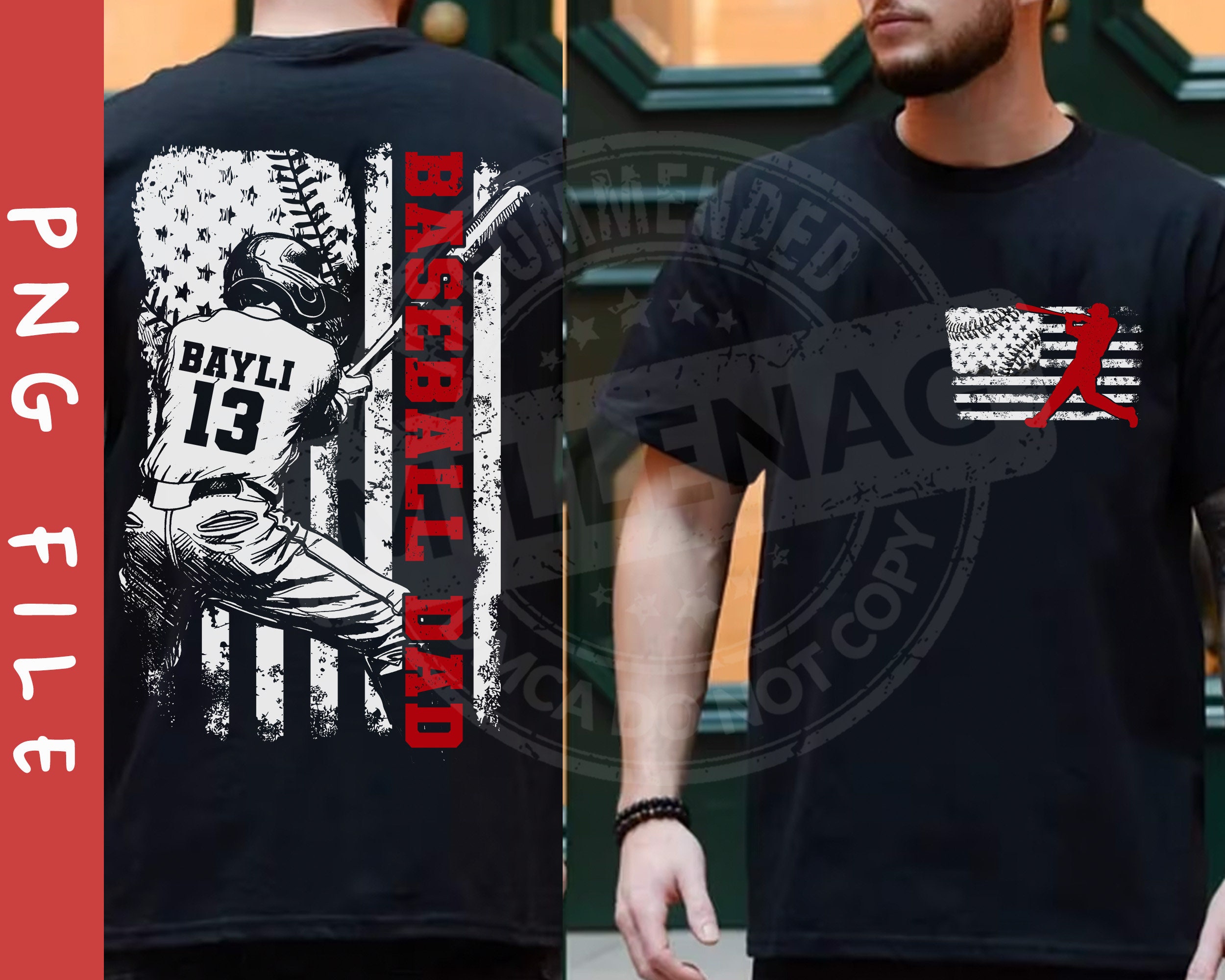 Customized Baseball Dad With Flag Png, Baseball Dad American Flag Png ...
