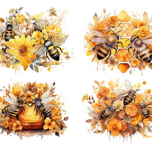 Honey Bee Clipart, Honey, Spring Garden, Flowers, Scrapbooking, Digital ...