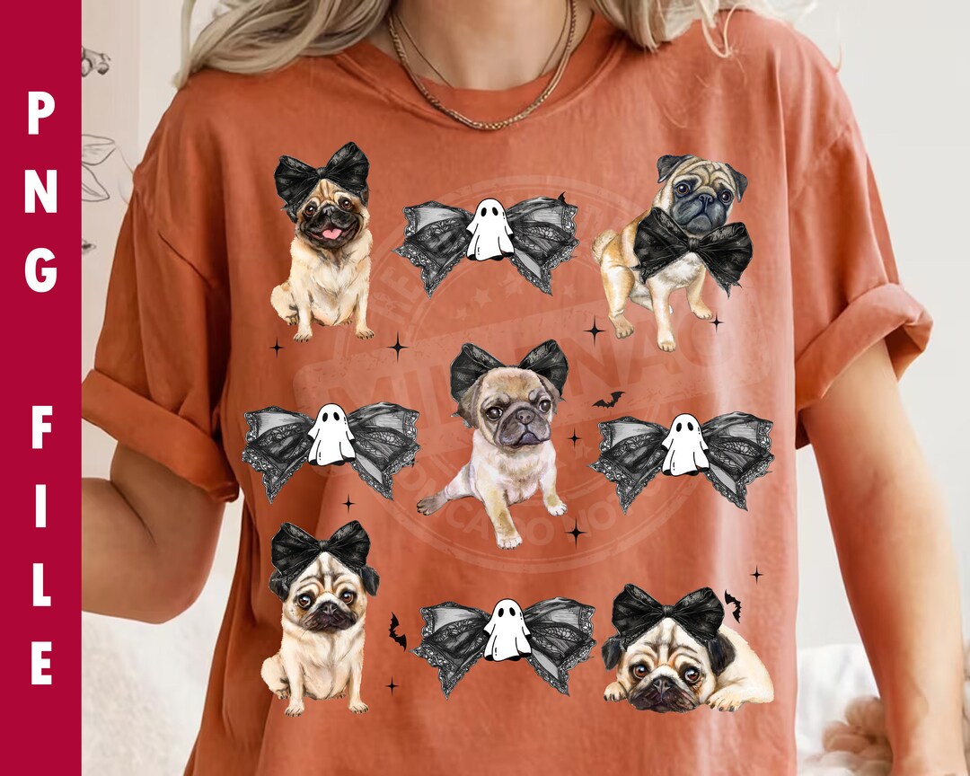 Halloween Pug PNG, Coquette Bow Dog Png, Halloween Dog Mom PNG, Spooky ...