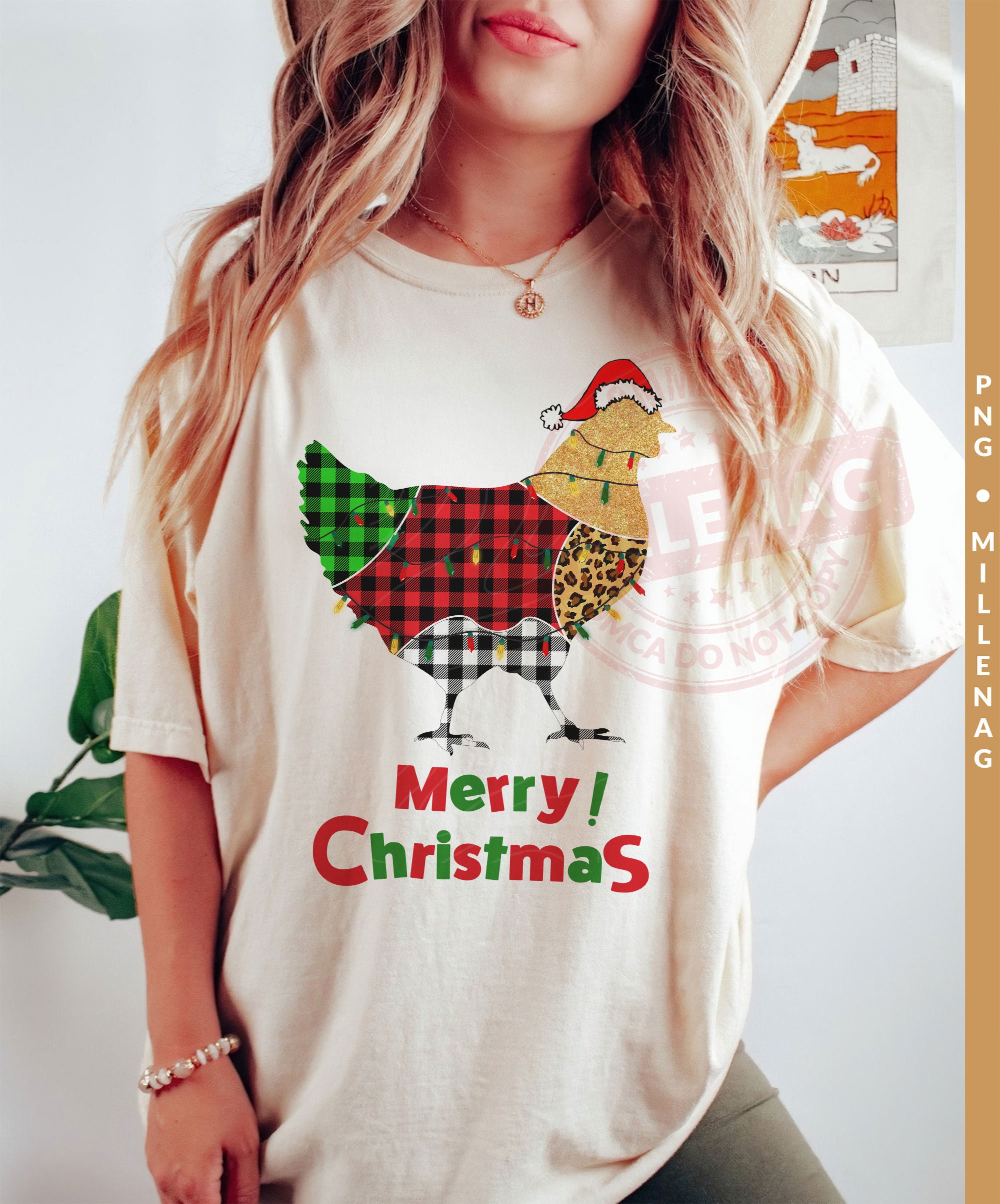 Merry Christmas Chicken Png, Buffalo Plaid Chicken Png, Leopard Chicken ...