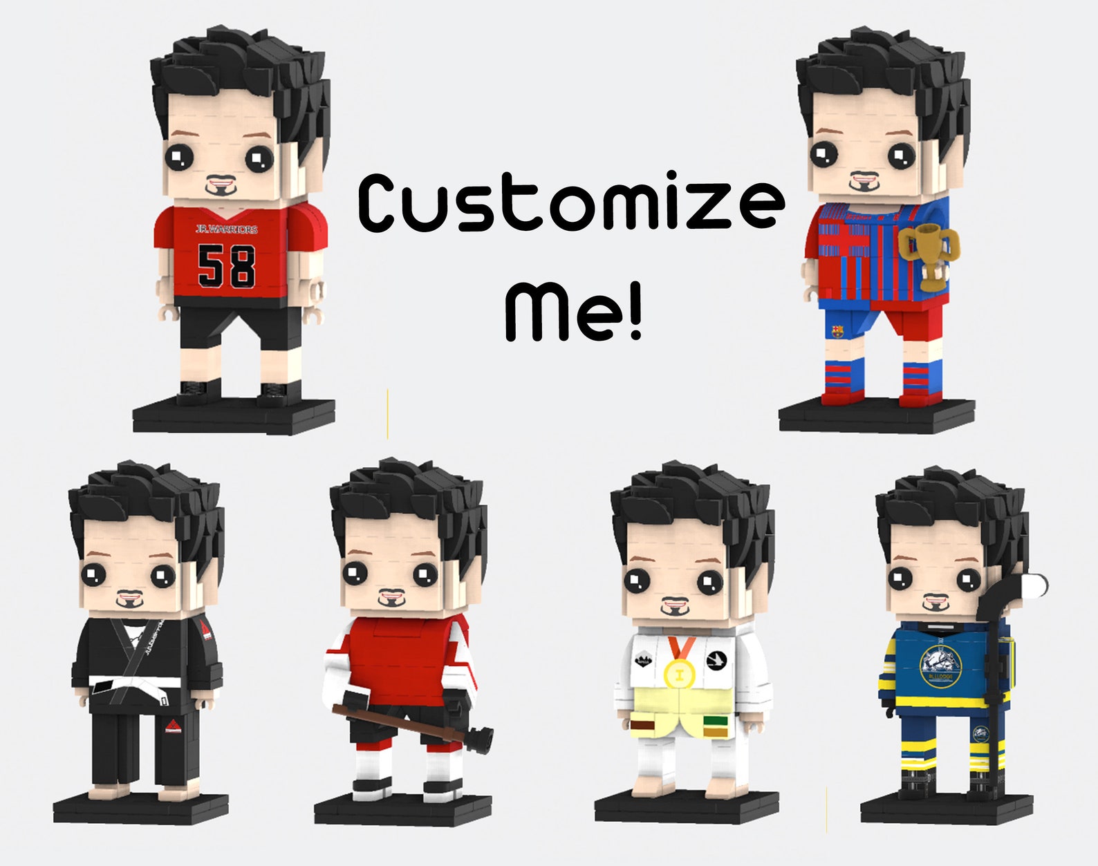 Custom Football Player Minifig Brick Figures Puzzle 3D Personalized ...