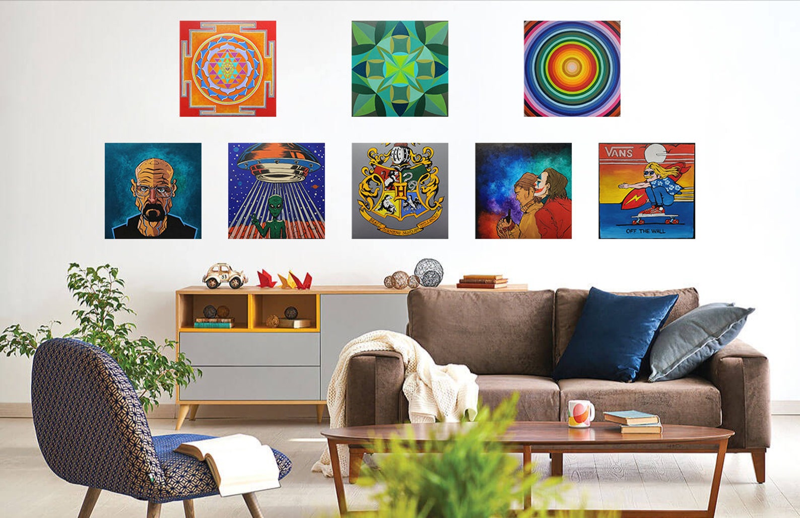 Handmade Multicolor Concentric Circles Board - Vibrant Symmetry for ...