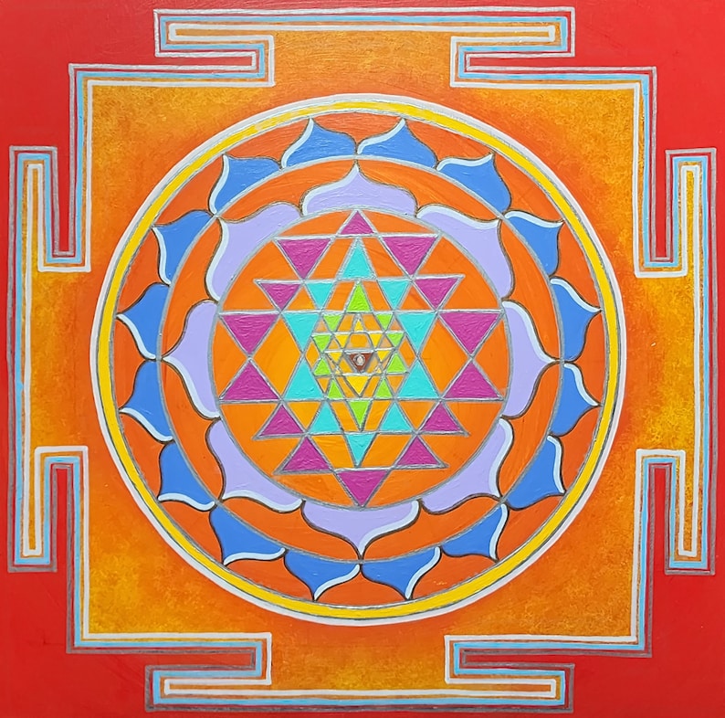 Handmade Shree Yantra Board Sacred Geometric Art for Spiritual Harmony ...