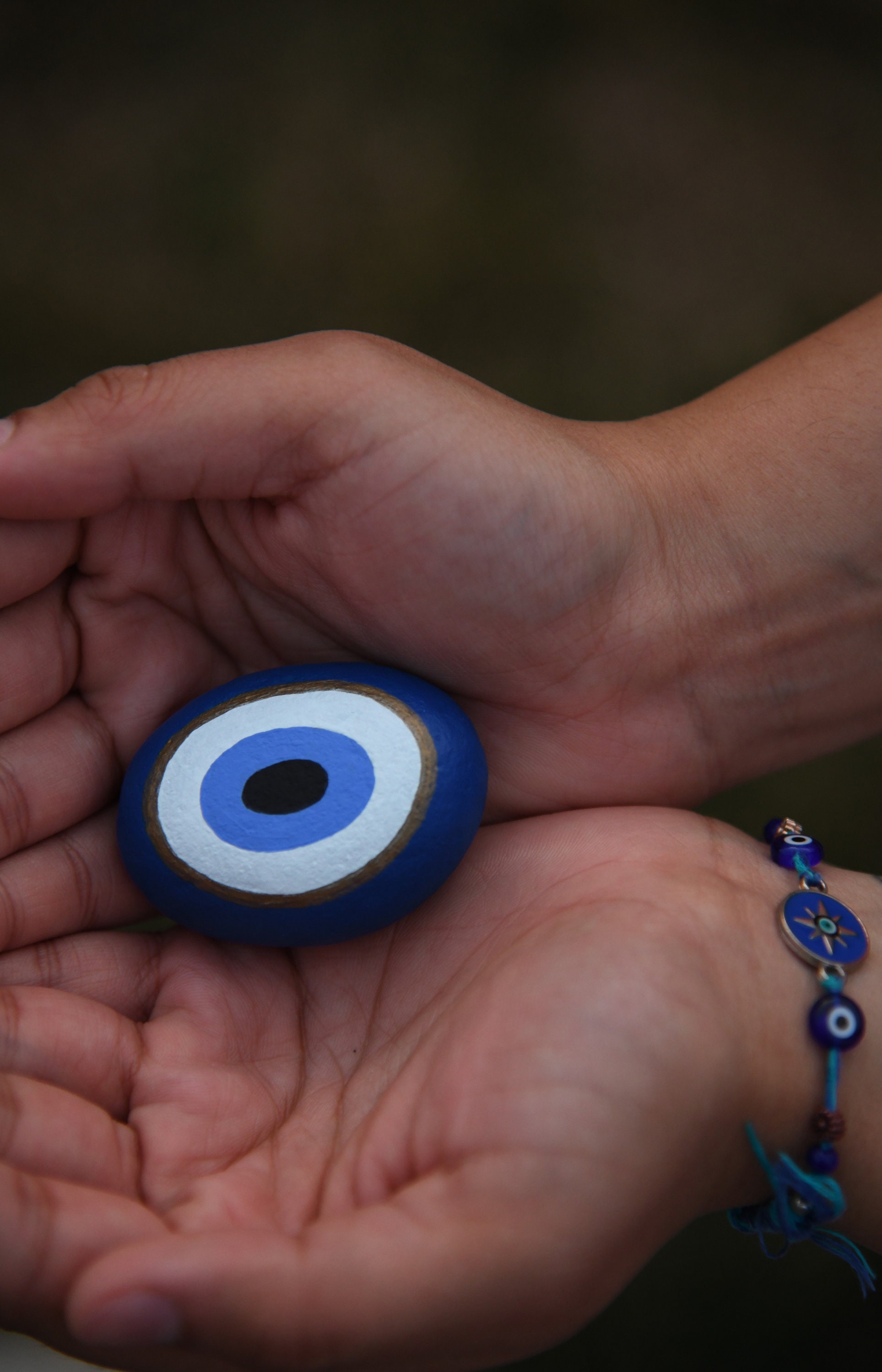 Enchanted Gaze: Hand-painted Evil Eye Pebble - Etsy
