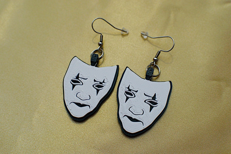 The Crow Tragedy Mask Earrings - Etsy