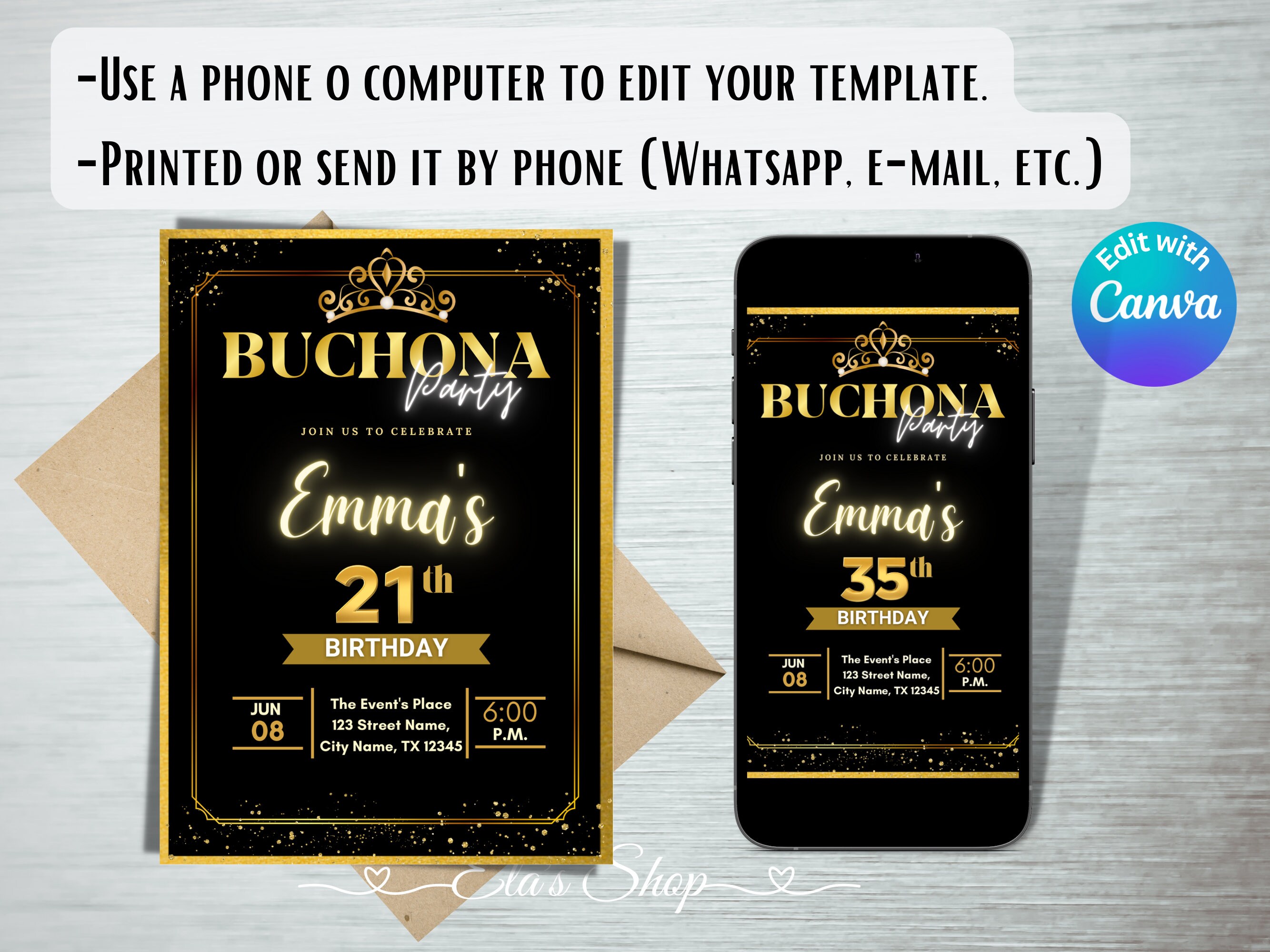 Buchona Invitation, Digital Cards, Editable Birthday Invitation ...