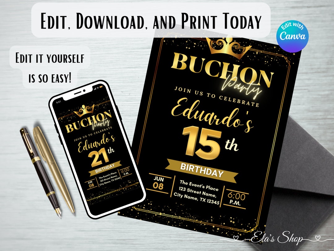 Buchon Party Invitation, 15th Birthday Invitation, Men Birthday ...