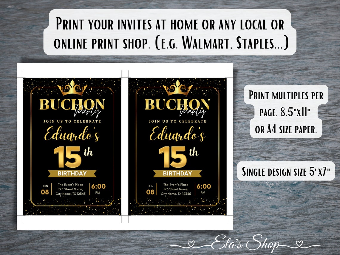 Buchon Party Invitation, 15th Birthday Invitation, Men Birthday ...