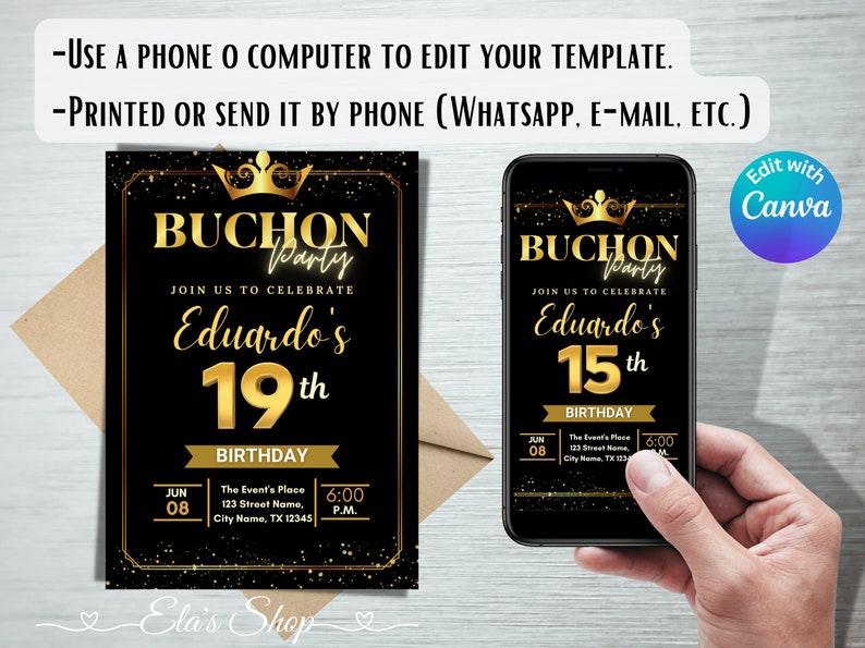 Buchon Party Invitation, 15th Birthday Invitation, Men Birthday ...