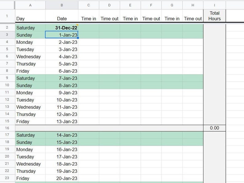 Google Sheets Timesheet Template Etsy