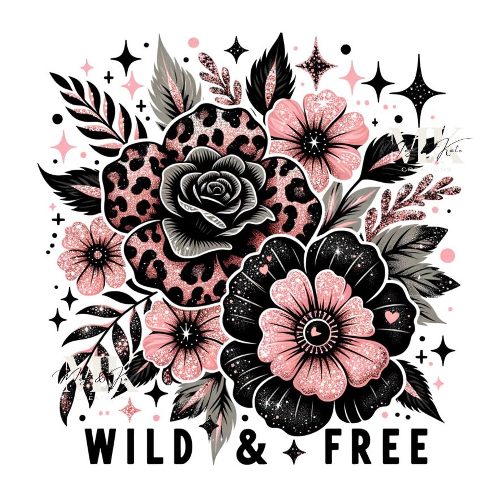 Wild & Free pink and Black Dtf Transfer - Etsy