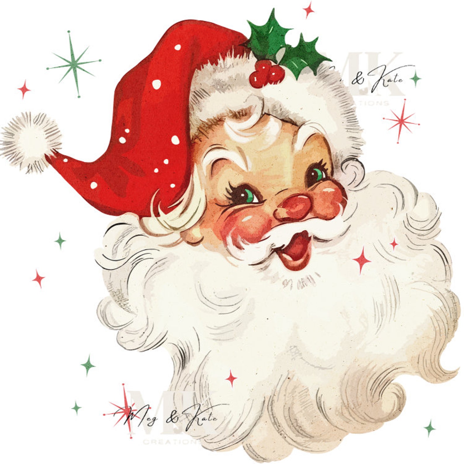 Vintage Santa Red DTF TRANSFER - Etsy