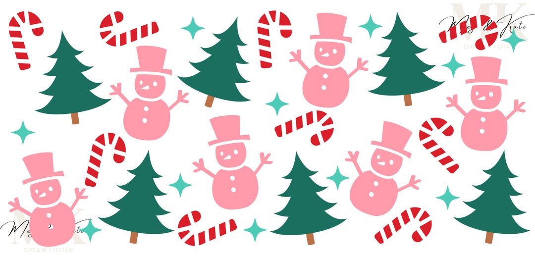 Snowmen Trees and Candy Canes UV DTF WRAP - Etsy