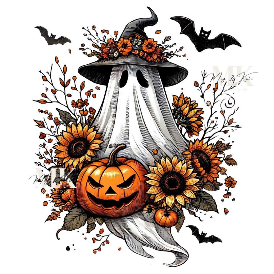Ghost With Witch Hat Dtf Transfer - Etsy