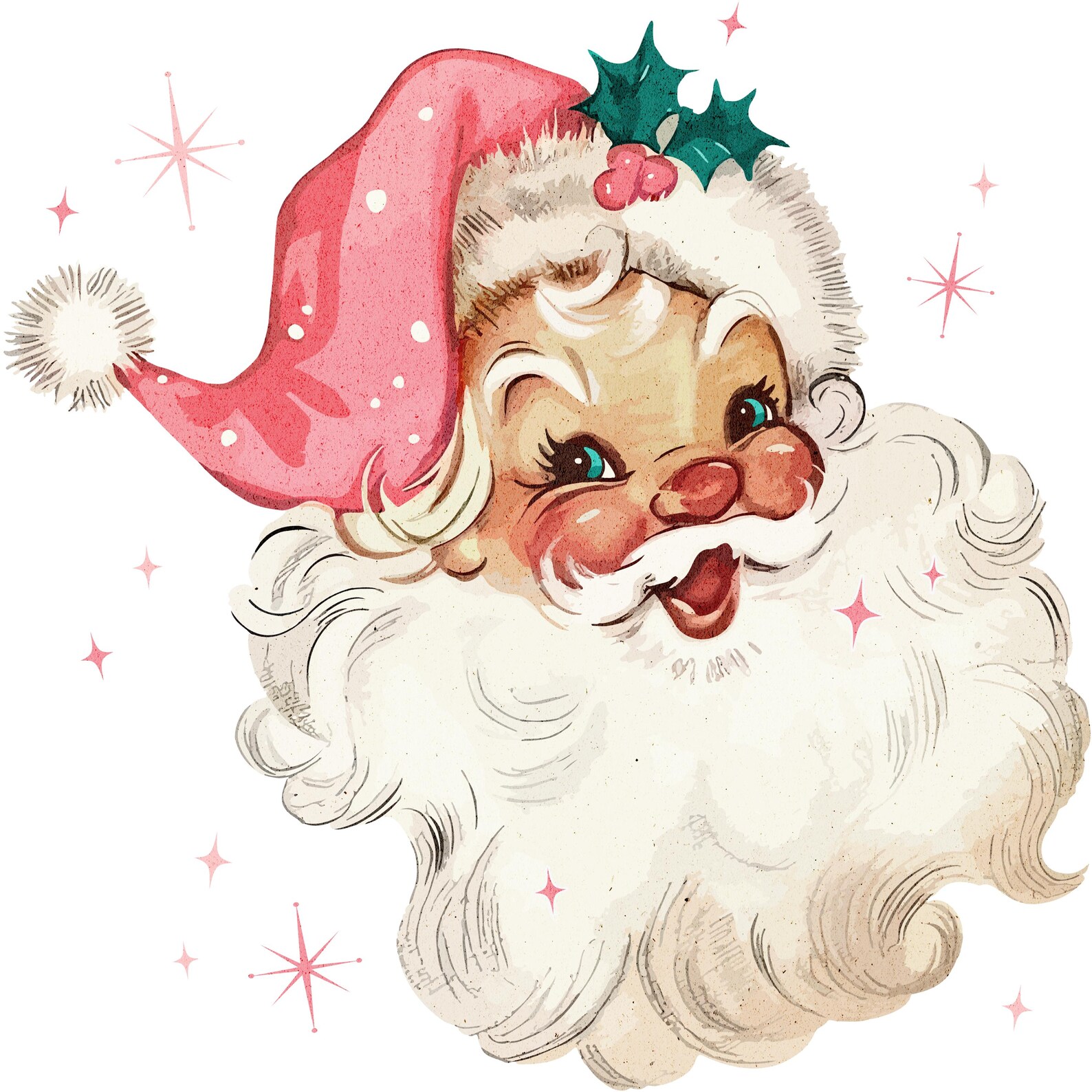 Vintage Santa Pink 2 Dtf Transfer - Etsy