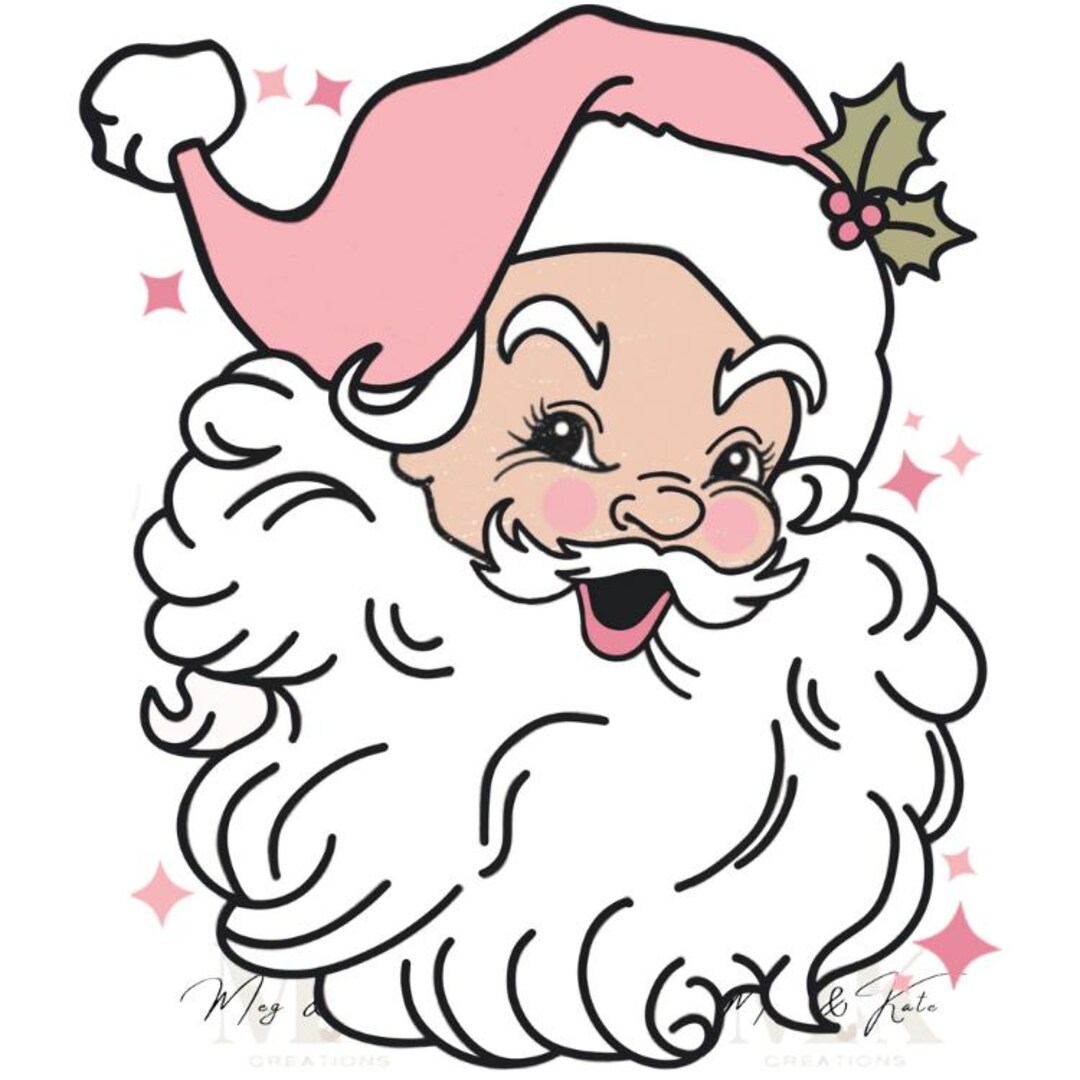 Vintage Pink Santa Dtf Transfer - Etsy