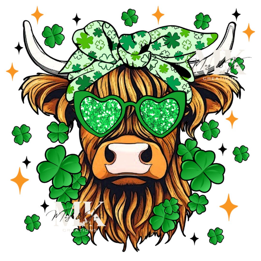 St. Patricks Day Highland Cow Dtf Transfer - Etsy