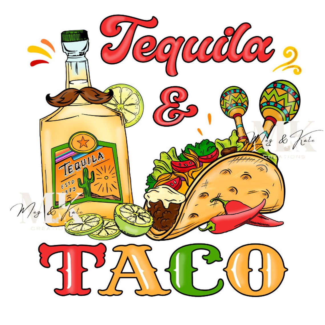 Tequila & Taco Dtf Transfer - Etsy