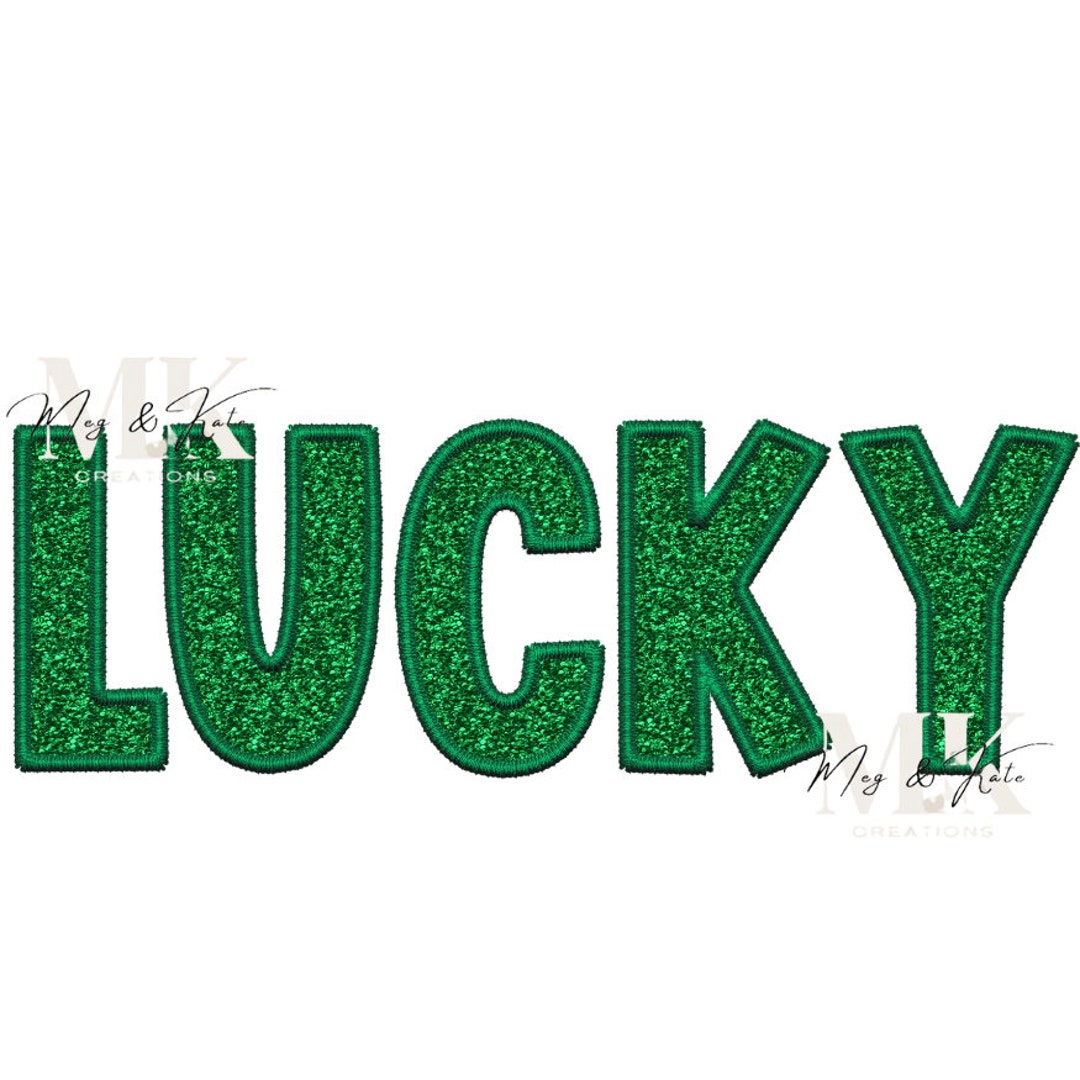 Lucky FAUX Glitter Embroidery DTF TRANSFER - Etsy