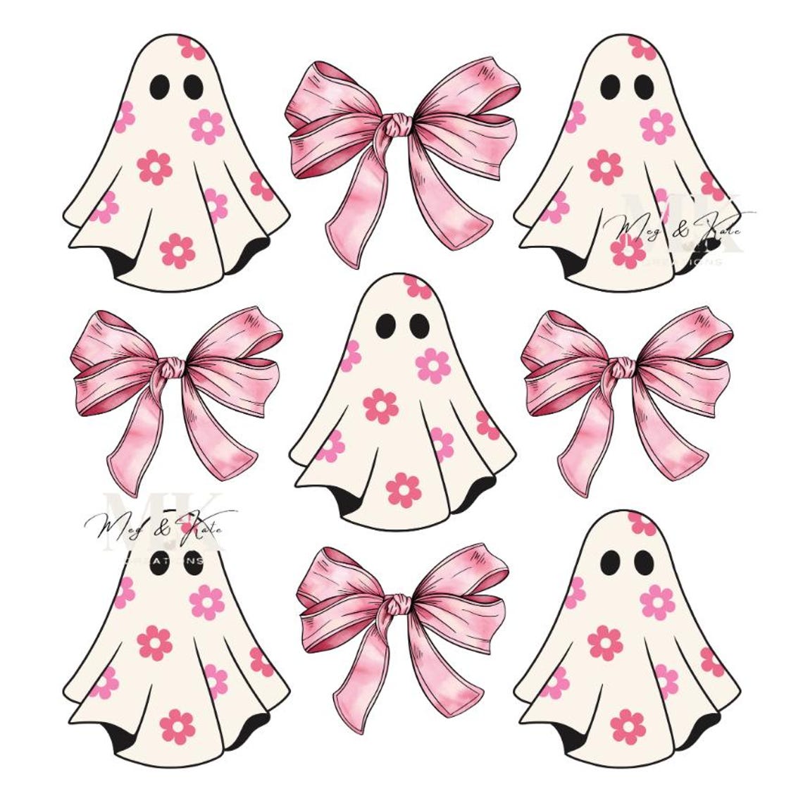 Pink Ghosts & Bows Dtf Transfer - Etsy