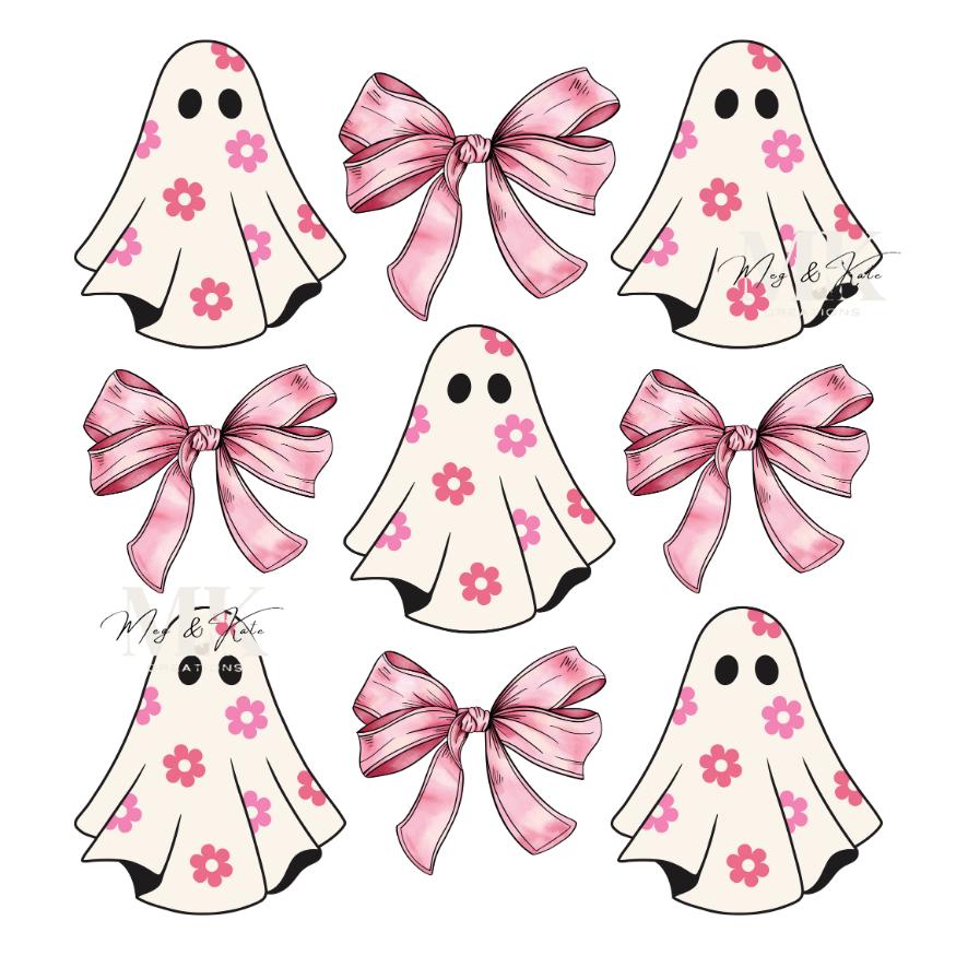 Pink Ghosts & Bows Dtf Transfer - Etsy