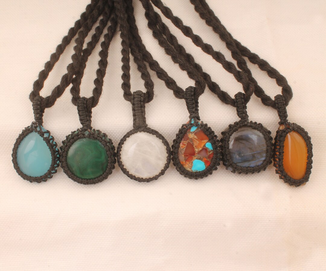 6 Pice Multi Gemstones Macrame Jewelry Gifts Idea, Handmade Macrame ...