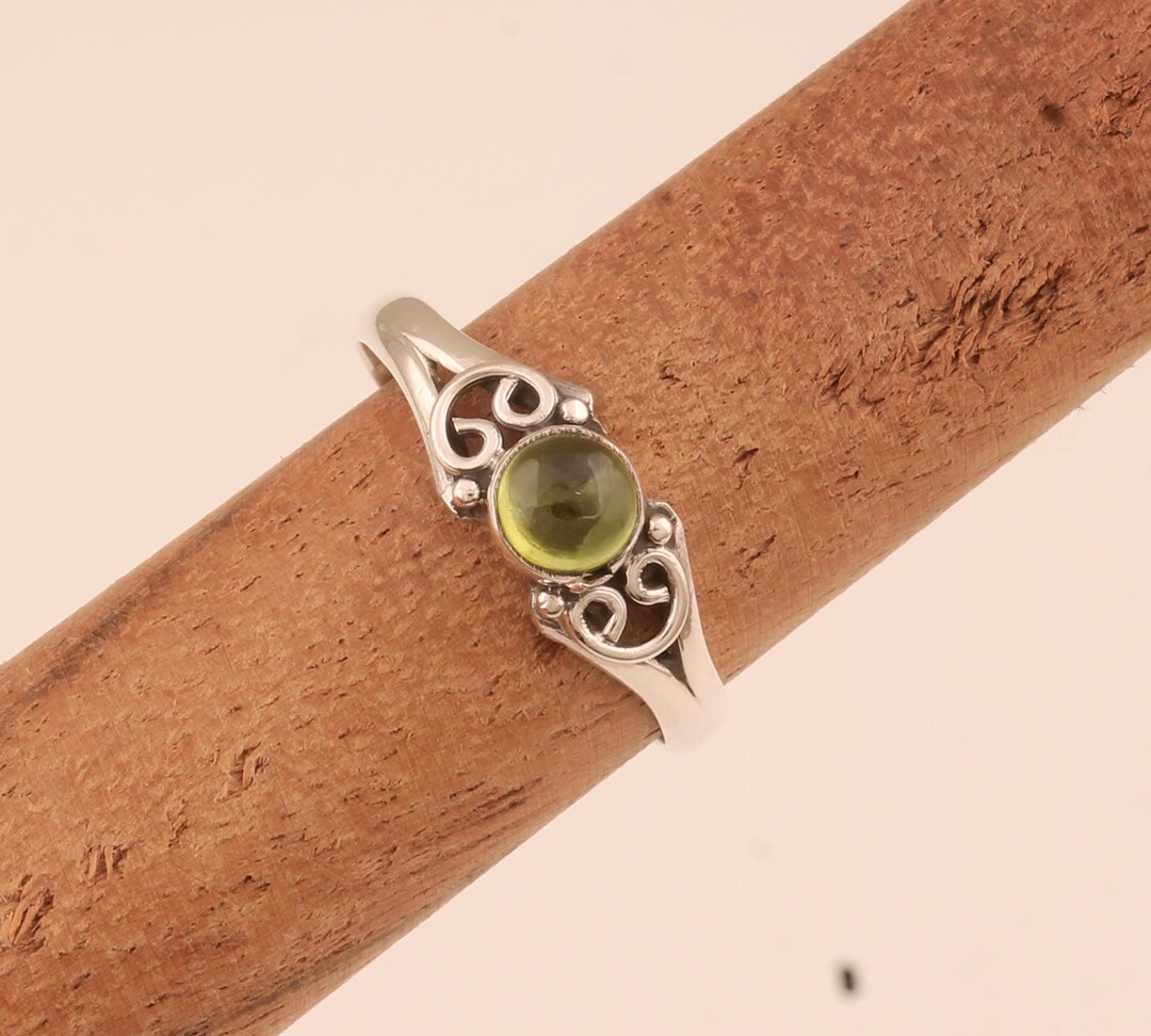 Natural Peridot Silver Ring, Dainty Ring, 925 Sterling Silver Ring ...