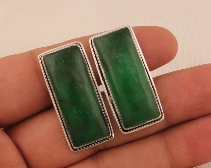 Jade Sterling Silver Cuff Links, Carved Out of Canadian Jade - Etsy