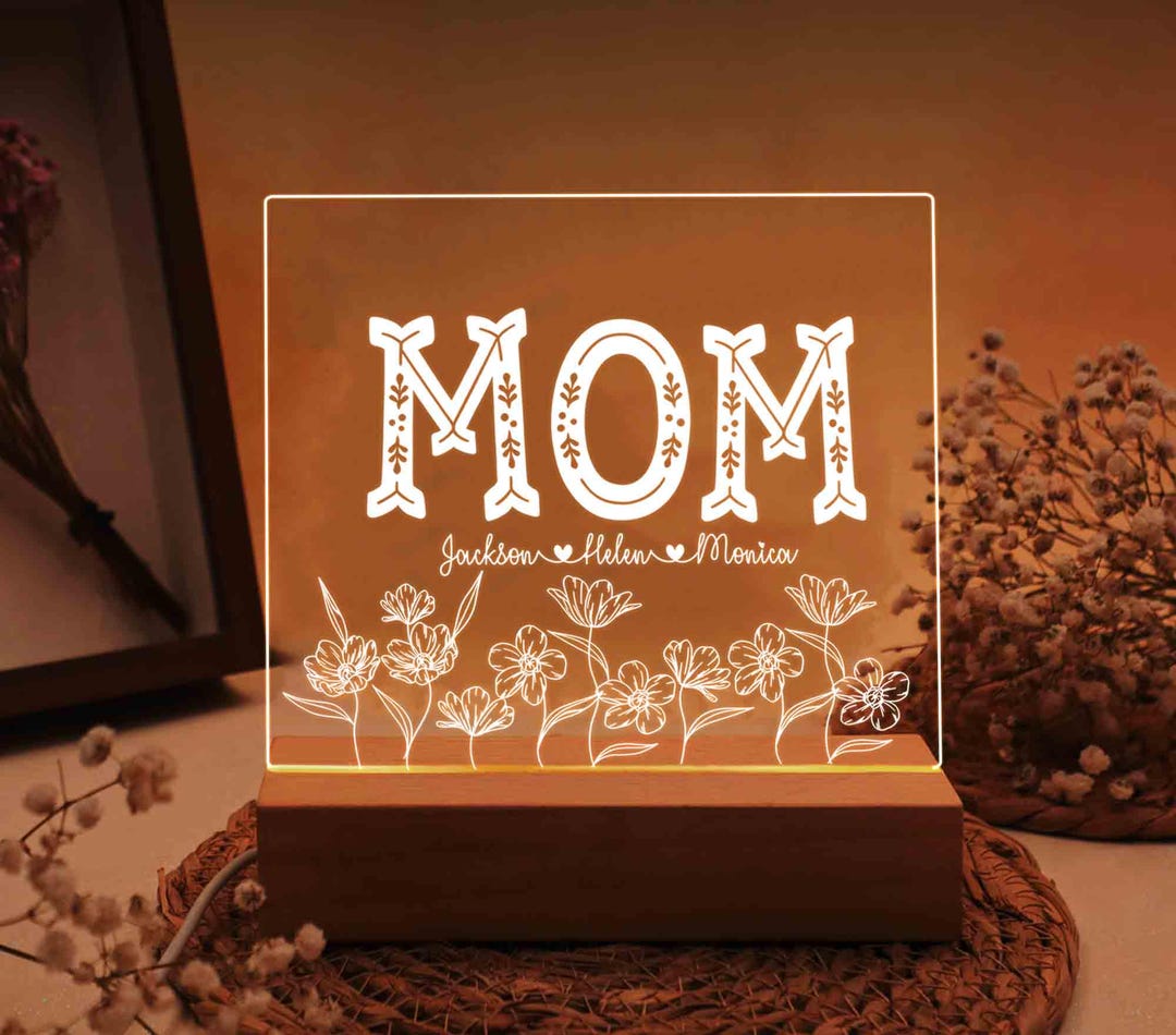 Custom Mom Night Light With Kids Names, Custom Mother's Day Gift, Gift ...