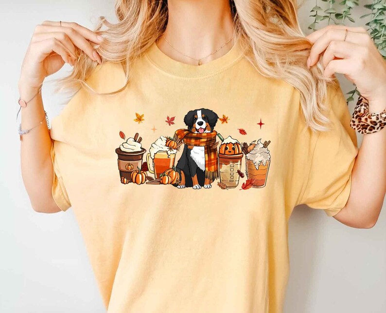 Bernese Mountain Fall Comfort Colors Shirt, Pumpkin Spice Dog Shirt ...