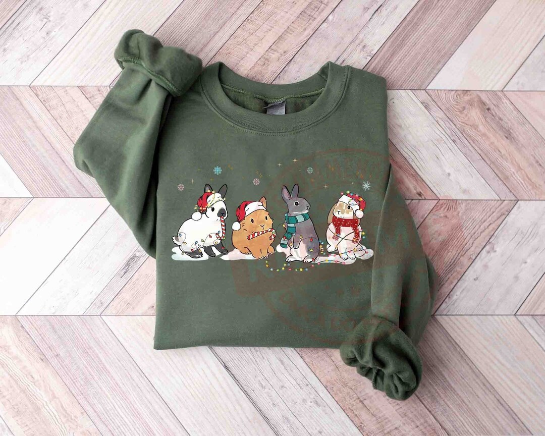 Bunny Christmas Sweatshirt, Christmas Rabbit Shirt, Christmas ...