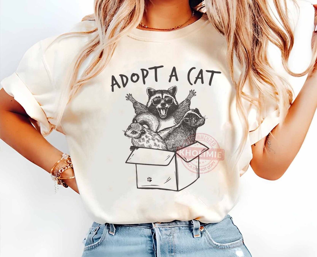 Adopt A Cat Shirt, Funny Raccoon Shirt, Animal Rescue Shirt, Cute ...