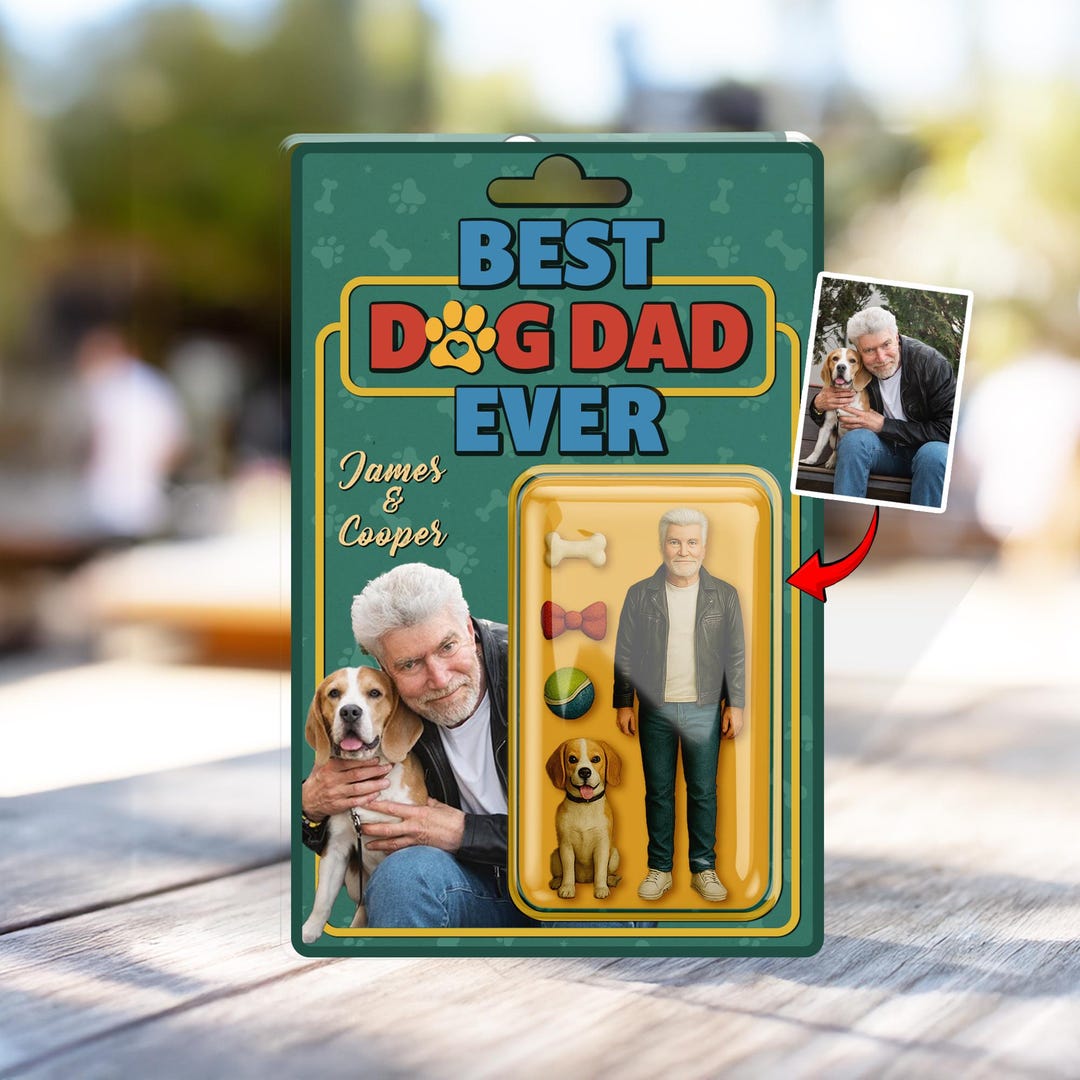 Custom Dog Dad Figure Acrylic Block, Custom Dog Dad Gifts, Dad Action ...