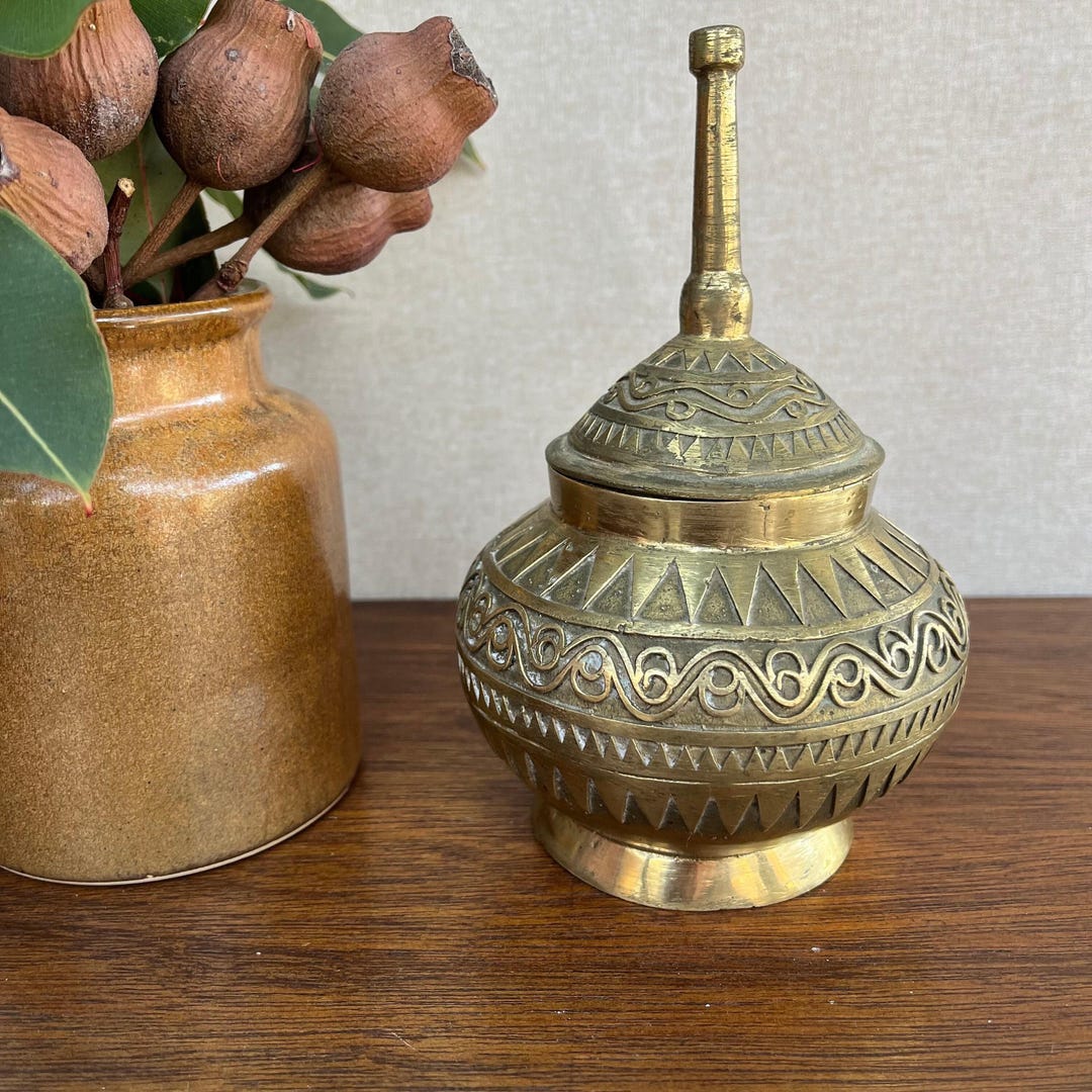 Solid Brass Indian Jar With Lid. - Etsy