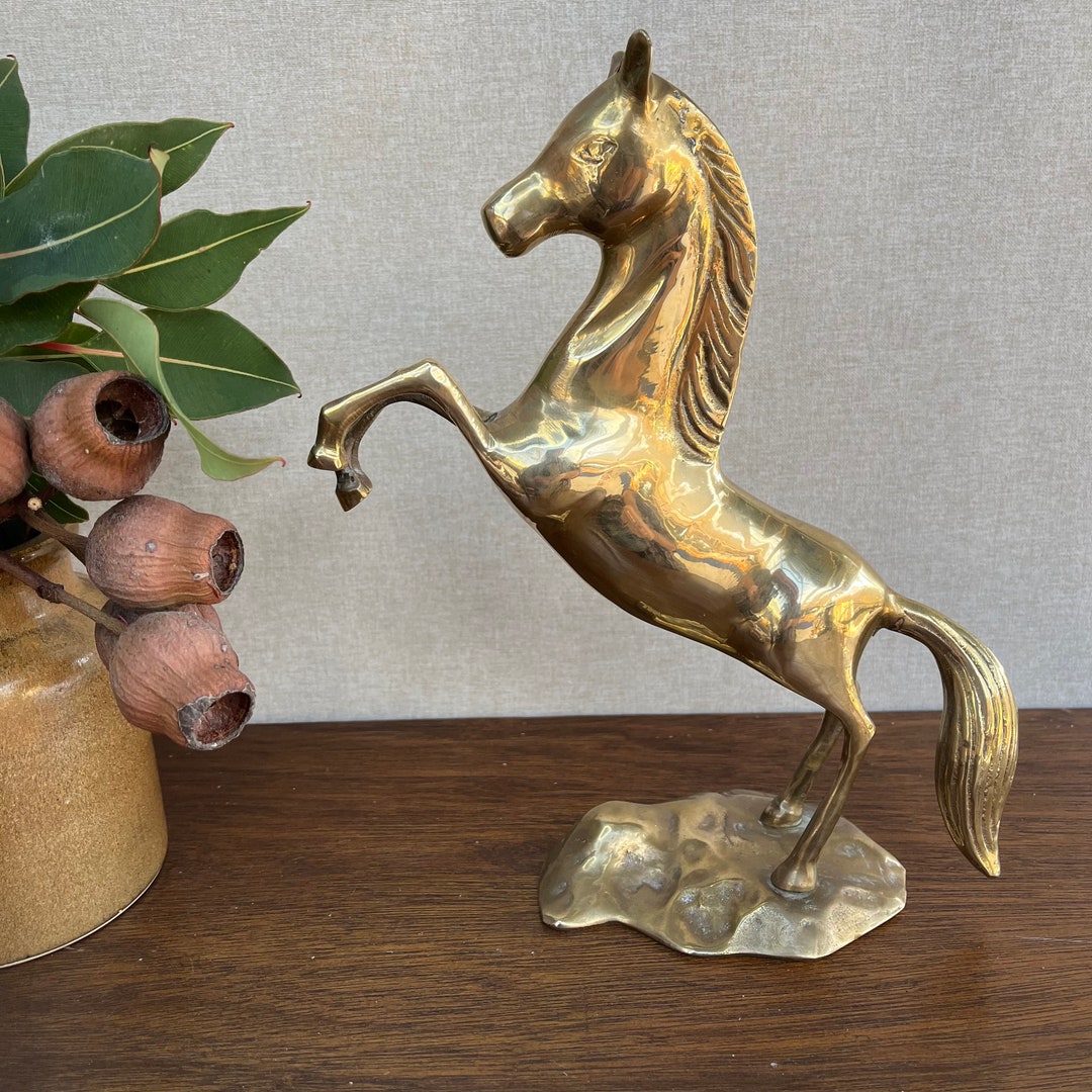 Vintage Copperart Brass Standing Stallion Horse Statue - Etsy