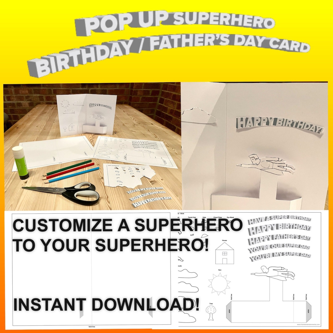 Pop up Superhero Birthday / Fathers Day Card - Etsy