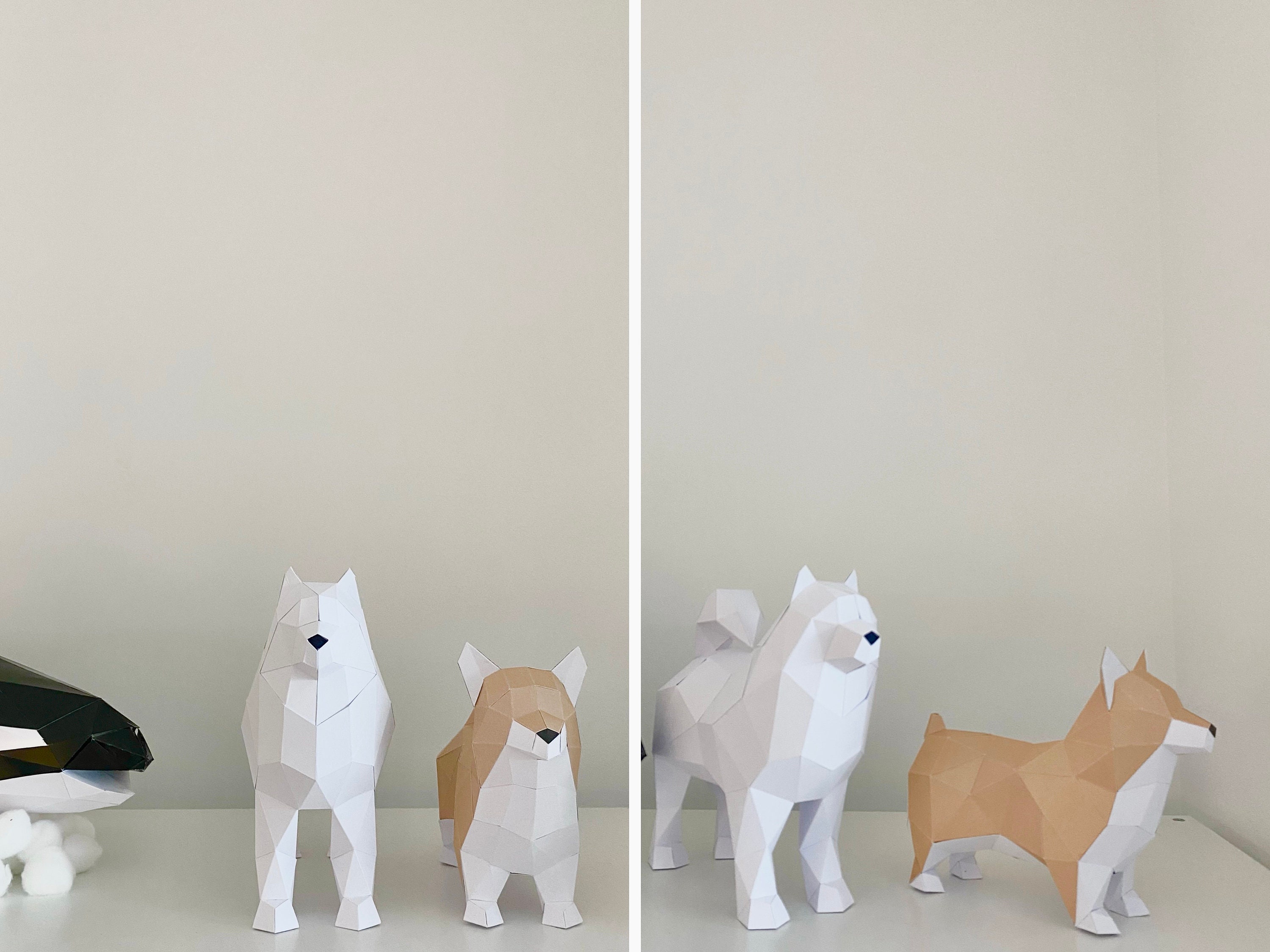 Corgi Paper Craft | Dog Paper Craft | PDF Paper Model Printable | Low ...