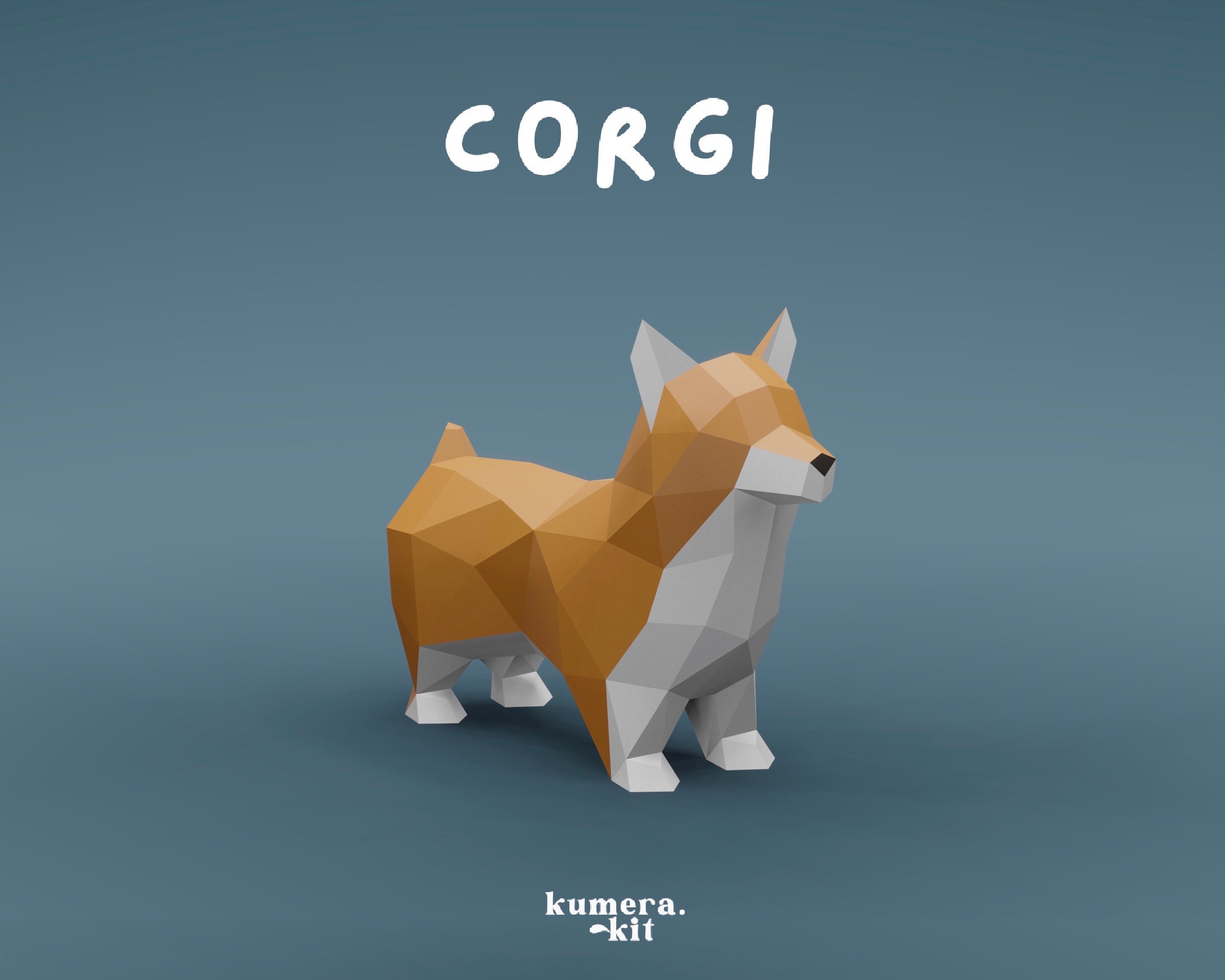 Corgi Paper Craft | Dog Paper Craft | PDF Paper Model Printable | Low ...