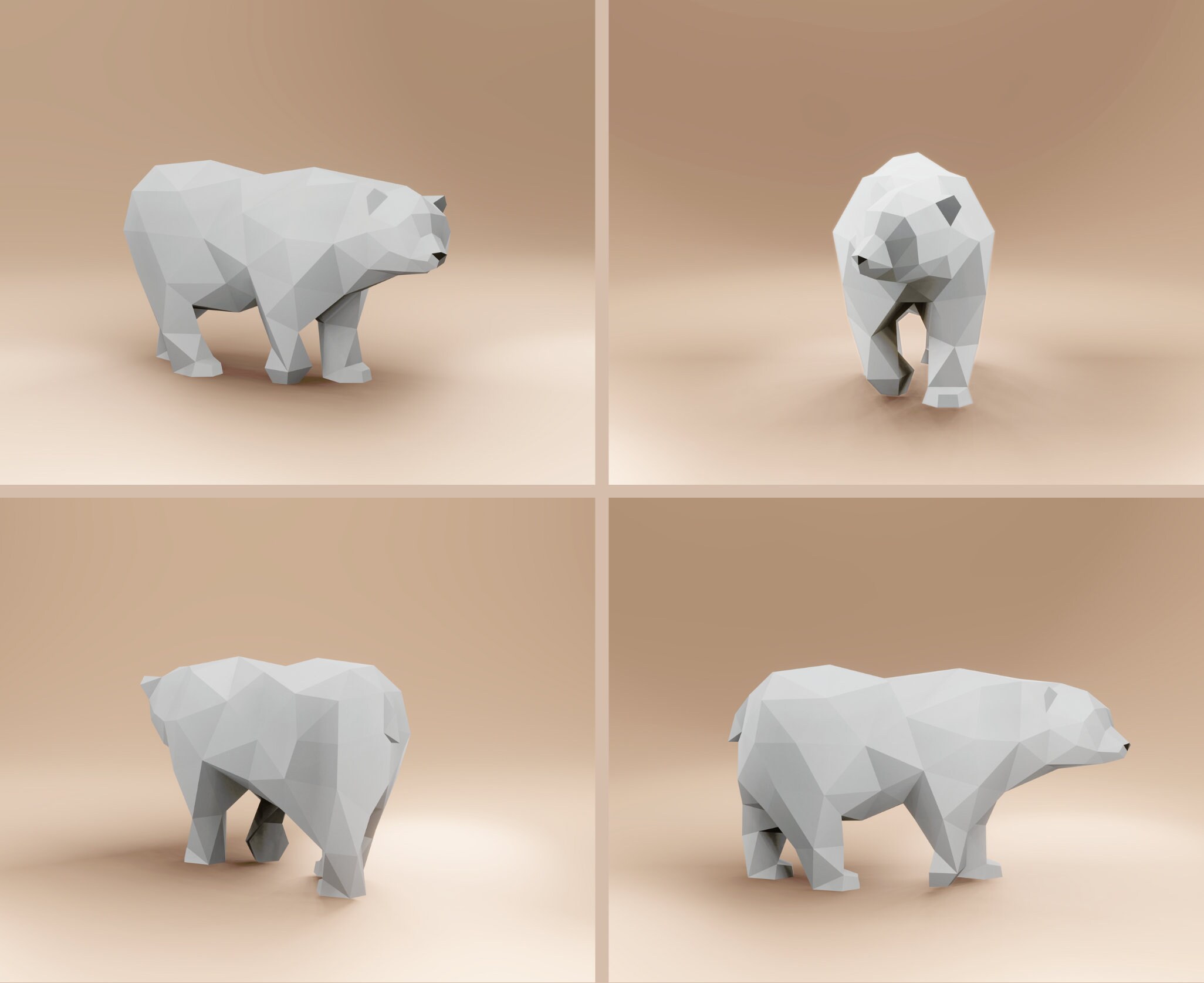 Polar Bear Paper Craft | Paper Model | Arctic Animal Paper Craft | PDF ...