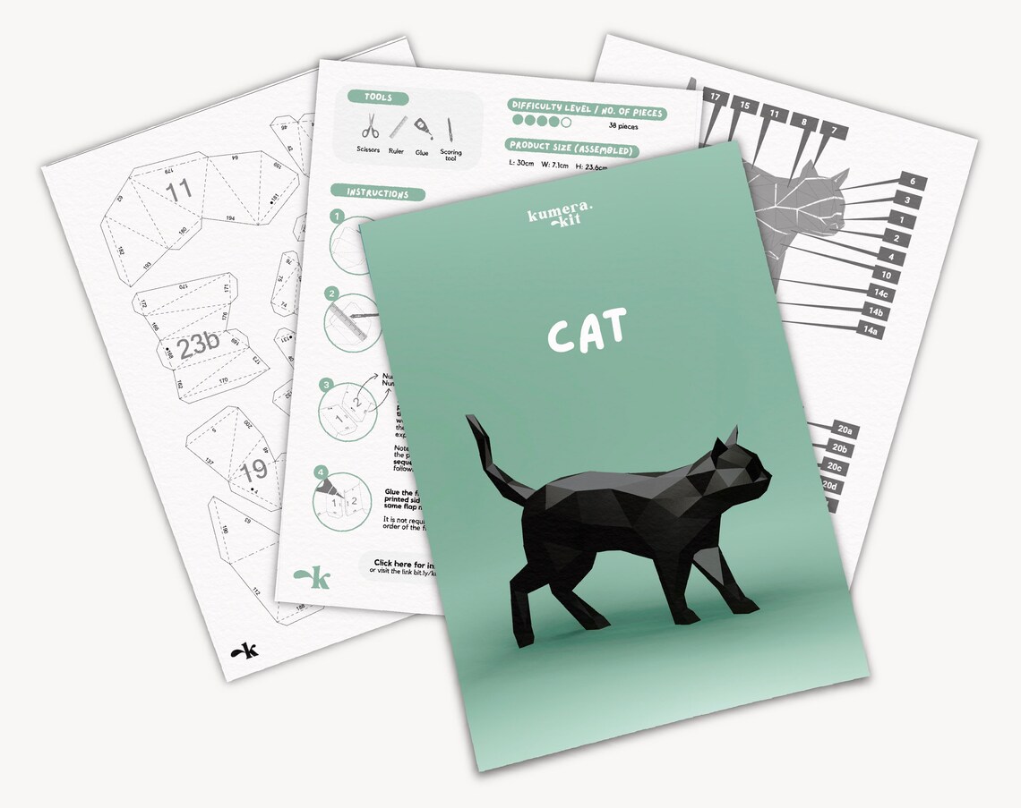Cat Paper Craft | Cat Paper Model | Animal Paper Craft | PDF Paper ...