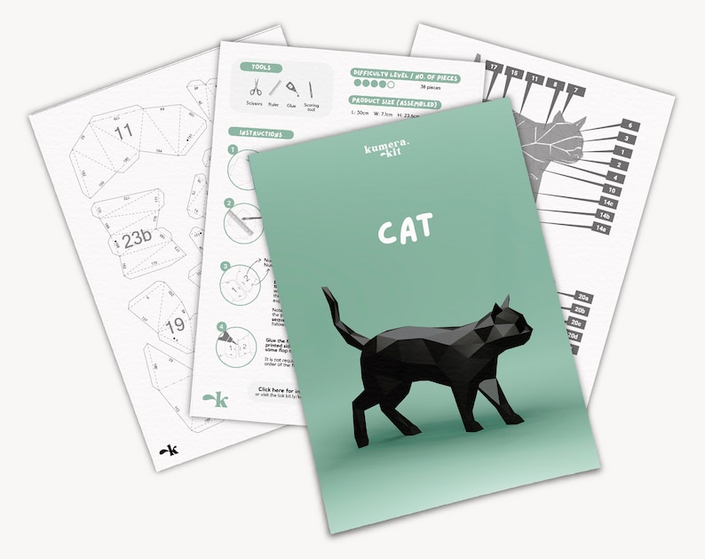 Cat Paper Craft | Cat Paper Model | Animal Paper Craft | PDF Paper ...