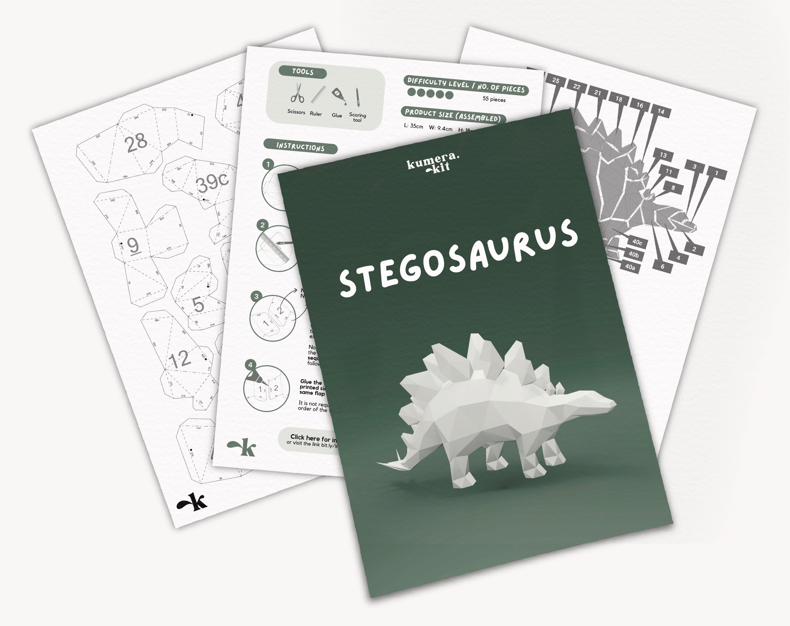 Stegosaurus Paper Craft | Dinosaur Paper Craft | PDF Paper Model ...