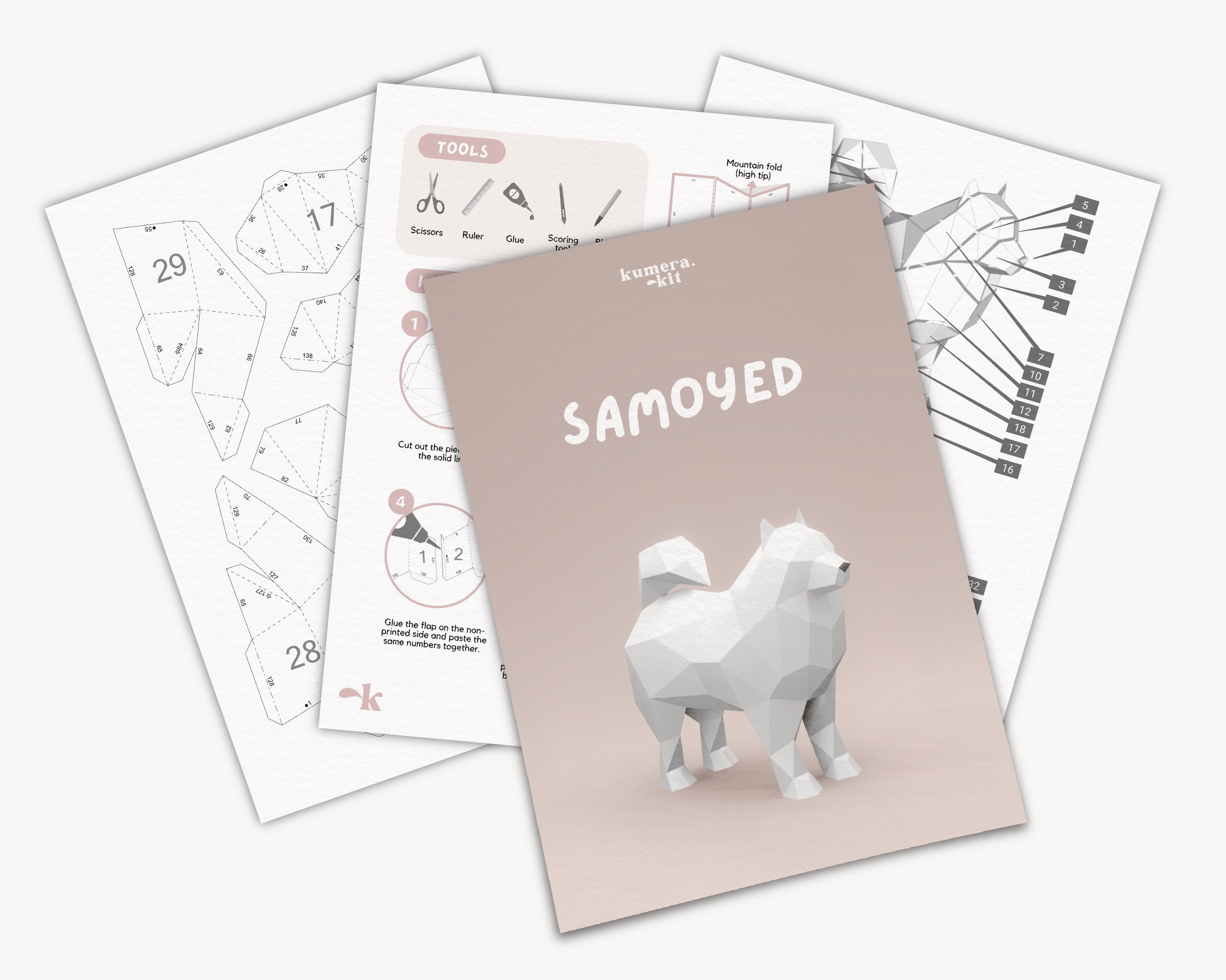 Samoyed Paper Craft Dog Paper Craft PDF Paper Model Printable Low Poly ...