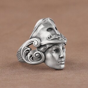 Greek Goddess Athena Ring, Realistic Athena Face and Helmet Signet Ring ...