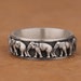 Hand Carved Flock of Elephant Ring, Unique Sterling Silver Engagement ...