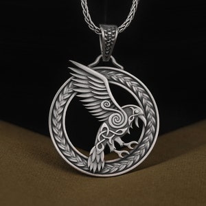 Elegant Norse Raven Medallion in Sterling Silver for Mythology - Etsy
