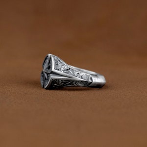 Compass Silver Ring, Windrose Star Compass Men Ring, Compass Traveler ...